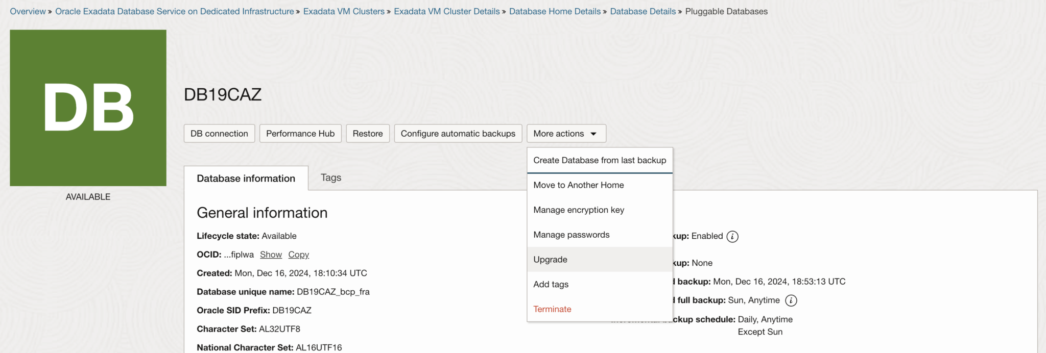 Upgrade from 19c to 23ai using AutoUpgrade – Exadata Database Service on Dedicated ...