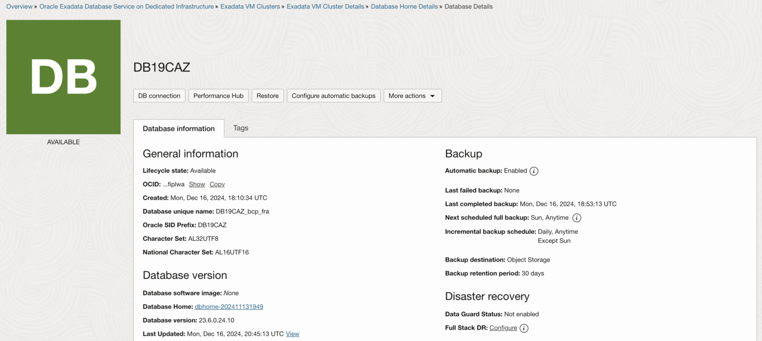 Upgrade from 19c to 23ai using AutoUpgrade – Exadata Database Service on Dedicated ...